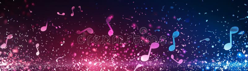 Abstract Background with Colorful Music Notes and Sparkling Lights ...