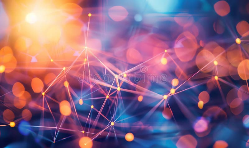 Abstract Background of Colorful Network Connections and Glowing ...