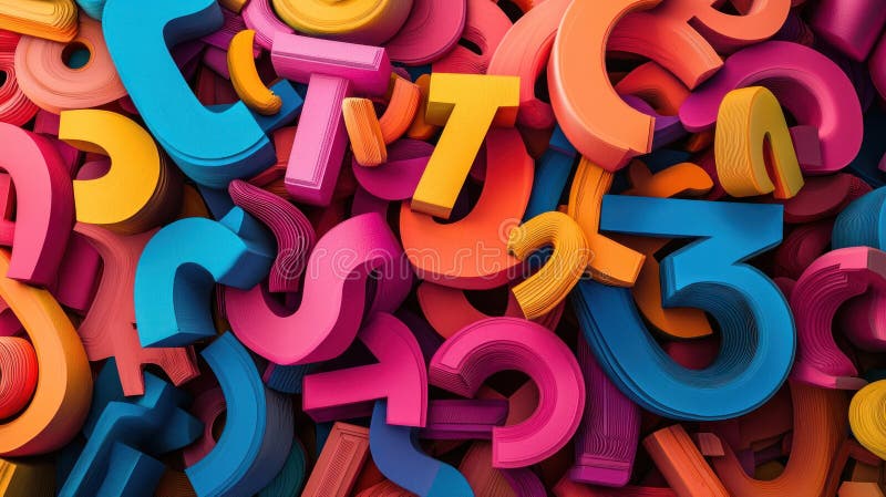Abstract Background of Colorful Numbers and Letters Stock Illustration ...