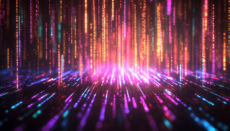 Abstract Background, Colorful Particles Digital Data Stream, Big Data ...