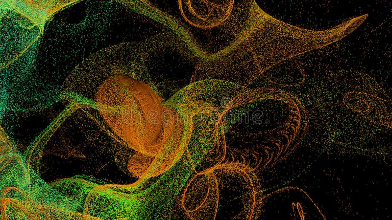 Abstract Background with Colorful Particles in the Wind. Digital ...