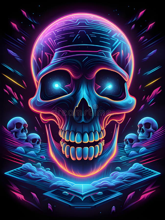 Abstract Background with Colorful Skull and Waves Stock Illustration ...