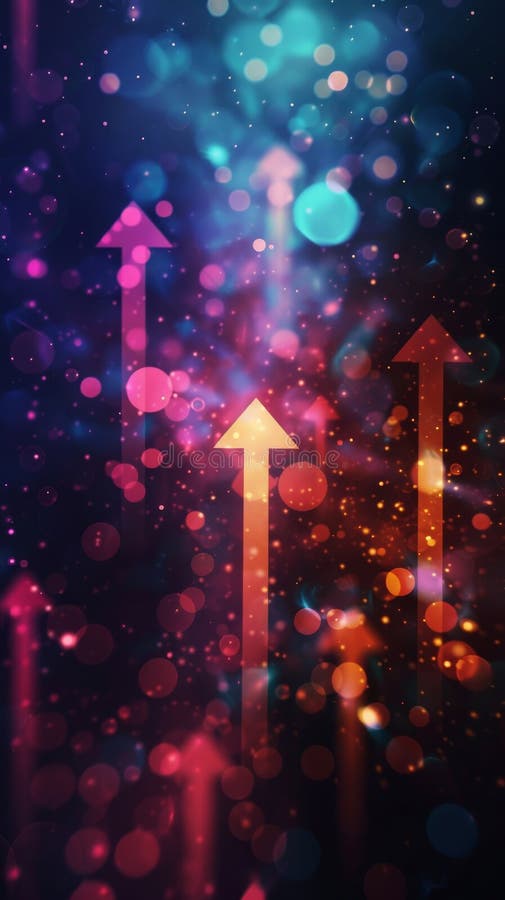 Abstract Background with Colorful Upward Arrows and Bokeh Lights Stock ...
