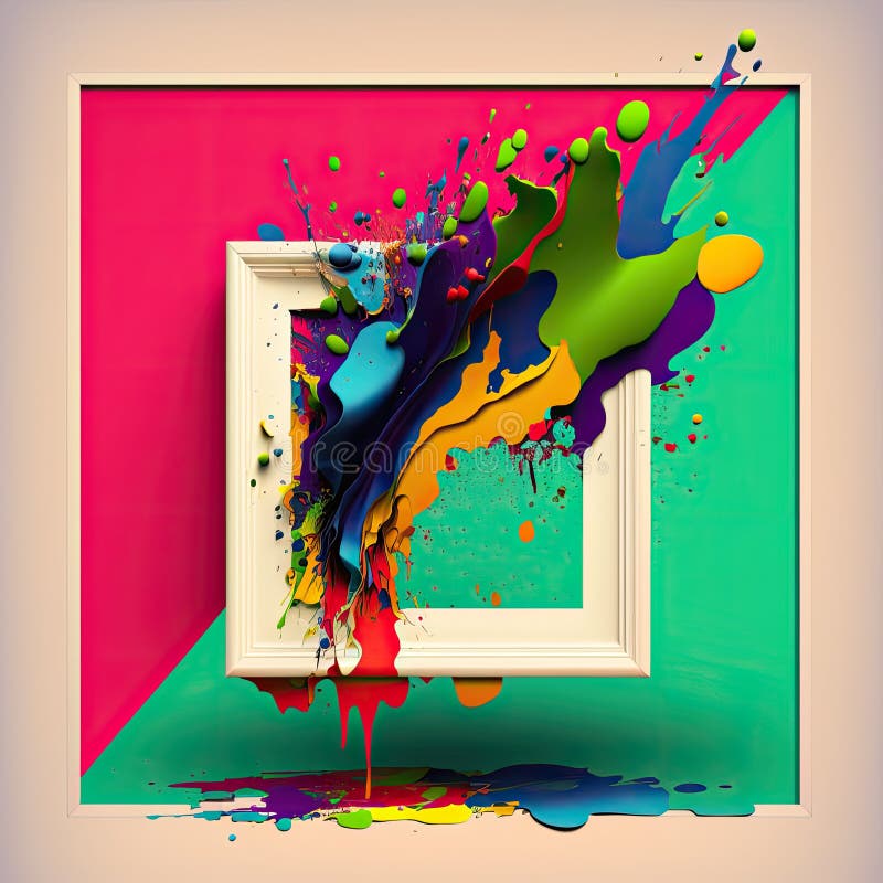 Abstract Background with Colourful Paint Frame Stock Illustration ...