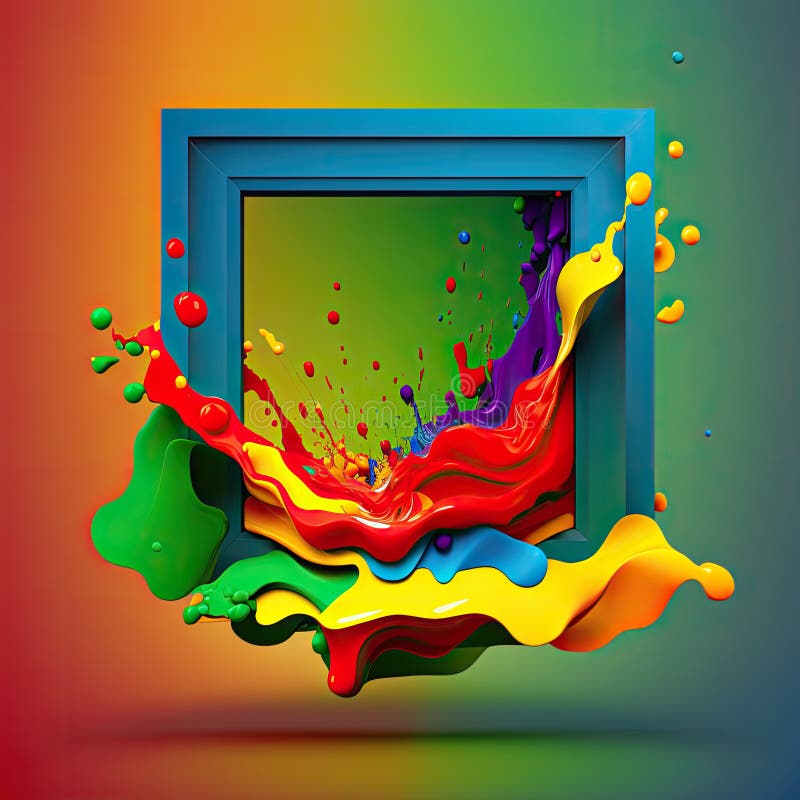 Abstract Background with Colourful Paint Frame Stock Illustration ...