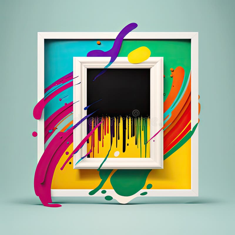 Abstract Background with Colourful Paint Frame Stock Illustration ...