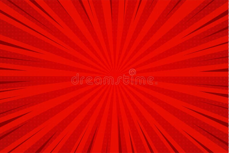 Abstract Background Comic Cartoon Red Zoom Lines with Halftone Pattern ...