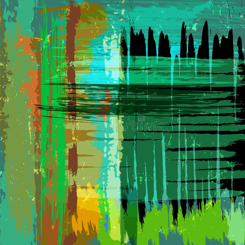 Abstract Background Composition, Green Texture with Paint Strokes and ...