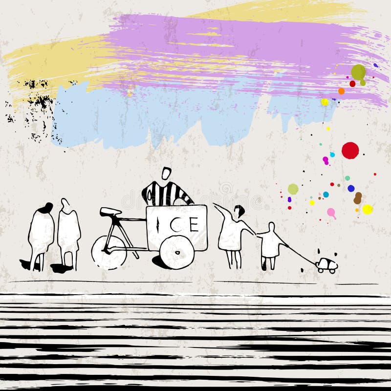 Abstract Persons, Illustration with Figures, Graphic Elements, Strokes ...