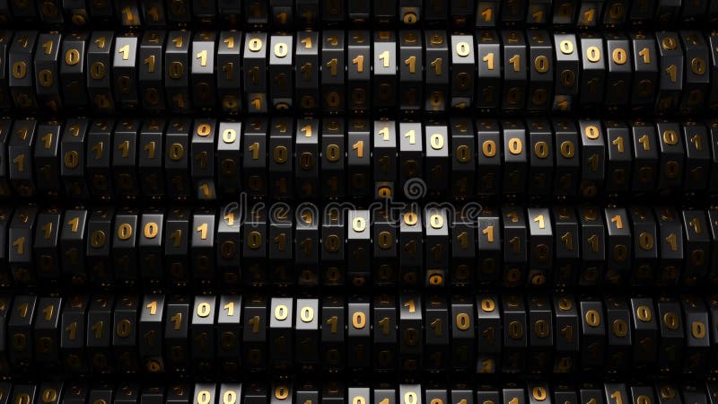 Abstract Background With Computer Binary Code Numbers 3 D Animation Of Binary Code On A Dark