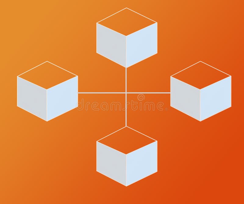 Abstract Background Connected Blocks Bitcoin on Orange Color Gradients ...
