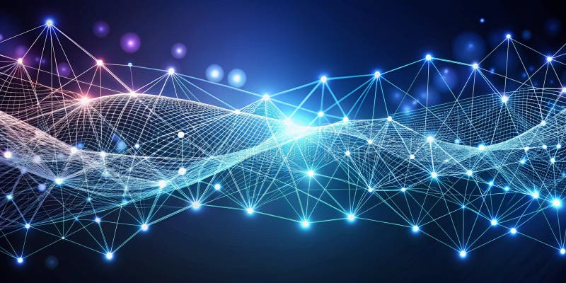 Wave of Dots and Weave Lines on Abstract Background Stock Illustration ...