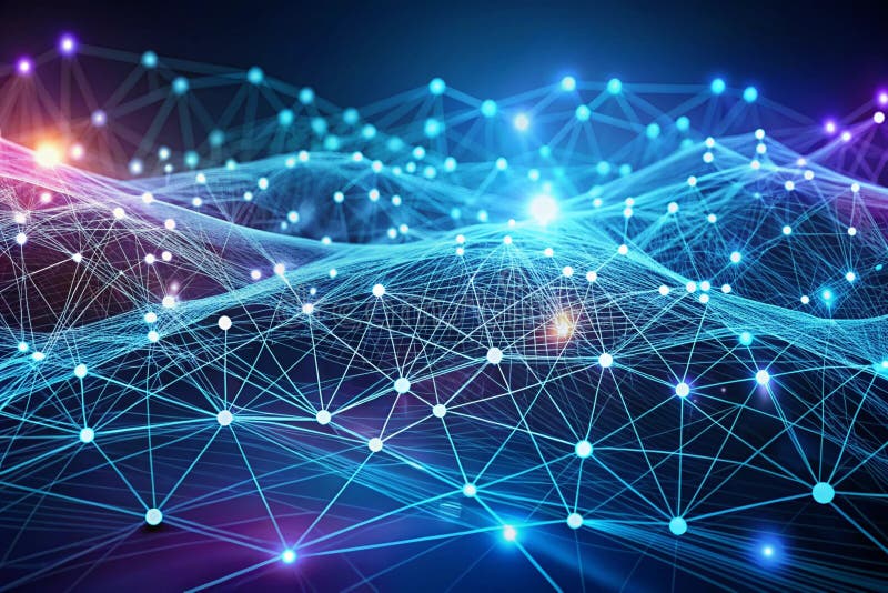 Wave of Dots and Weave Lines on Abstract Background Stock Illustration ...