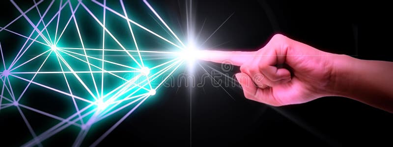 Abstract Background Connected by Lines of Light with a Complex ...