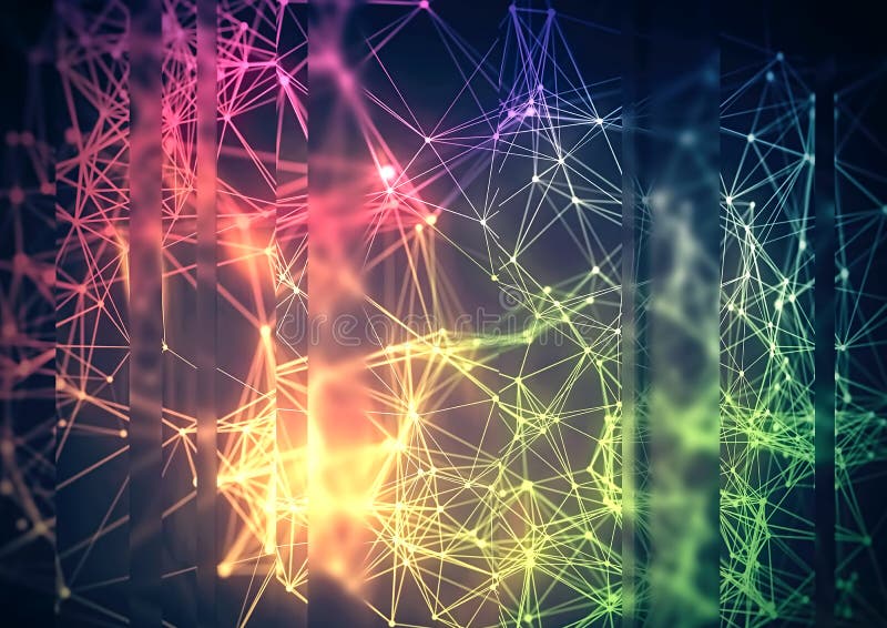 Abstract Background Connected by Lines of Light with a Complex ...