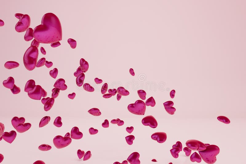 Abstract Background Consisting of Patterns of Flying Red Hearts. 3d ...