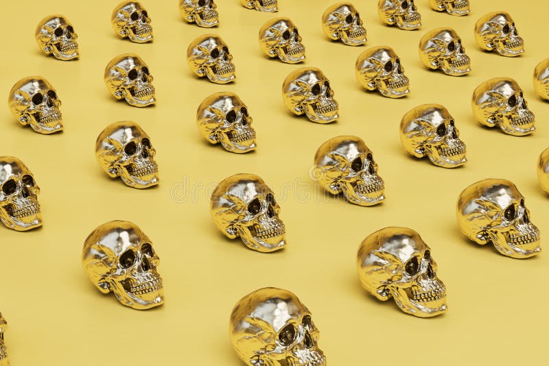 An Abstract Background Consisting of Patterns of Golden Human Skulls on ...