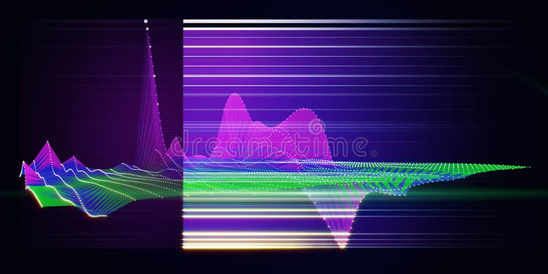 Abstract Background Contain Color Poly Grid and Data on Dark Blue. Big ...