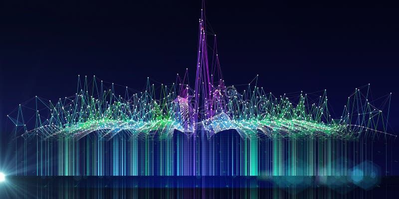 Abstract Background Contain Color Web Grid with Blurred Lines Data. Big ...