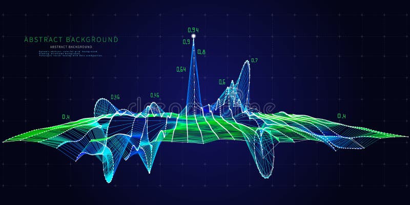 Abstract Background Contain Color Wireframe and Data on Dark Blue ...