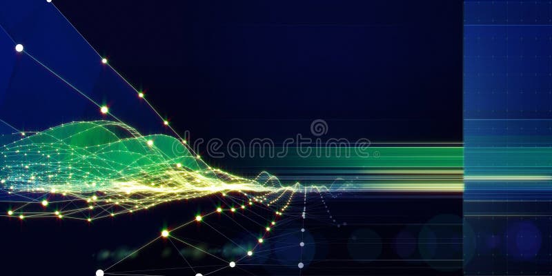 Abstract Background Contain Wavy Graph from Glow Dots and Lines Data ...