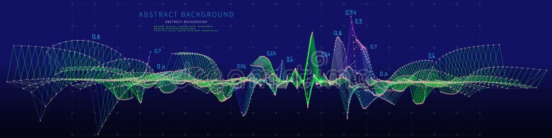 Abstract Background Contain Wireframe Graph with Data and Dots Dark ...
