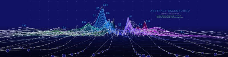 Abstract Background Contain Wireframe Wavy Graph with Data and Dots ...