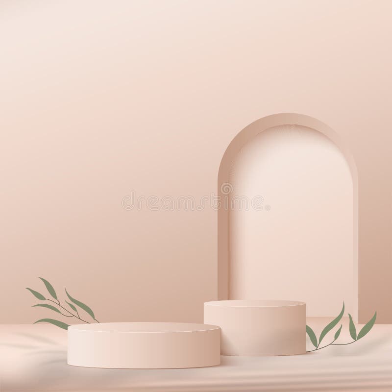 Abstract Background with Cream Color Podium for Presentation. Vector ...
