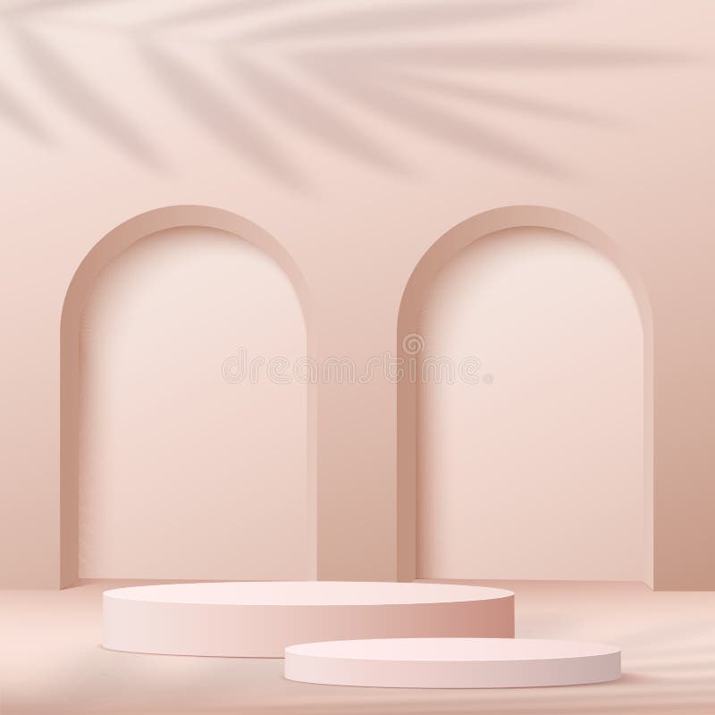 Abstract Background with Cream Color Podium for Presentation. Vector ...
