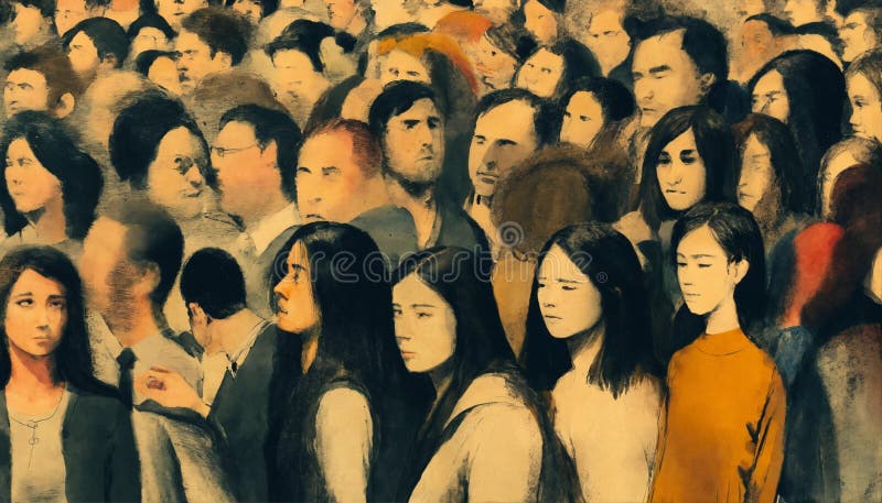 Abstract Background of a Crowd of People Stock Illustration ...