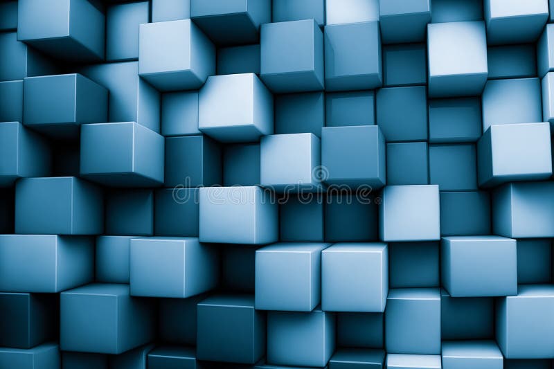 Abstract Background of Cube Blocks Wall Stacking Blue Design Stock ...