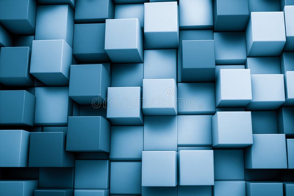 Abstract Background of Cube Blocks Wall Stacking Blue Design Stock ...