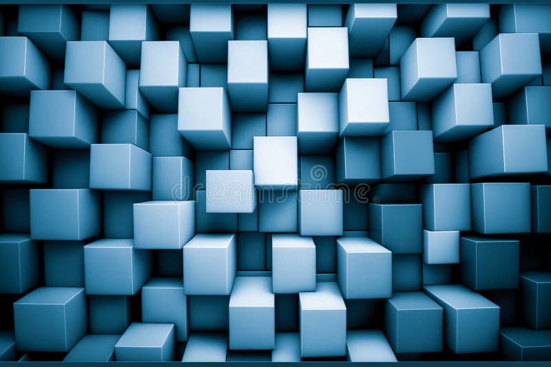Abstract Background of Cube Blocks Wall Stacking Blue Design Stock ...