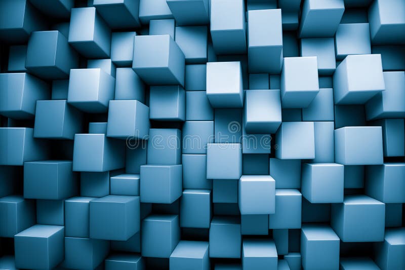 Abstract Background of Cube Blocks Wall Stacking Blue Design Stock ...
