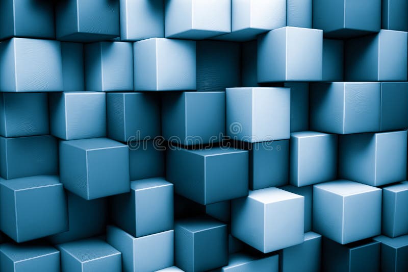 Abstract Background of Cube Blocks Wall Stacking Blue Design Stock ...