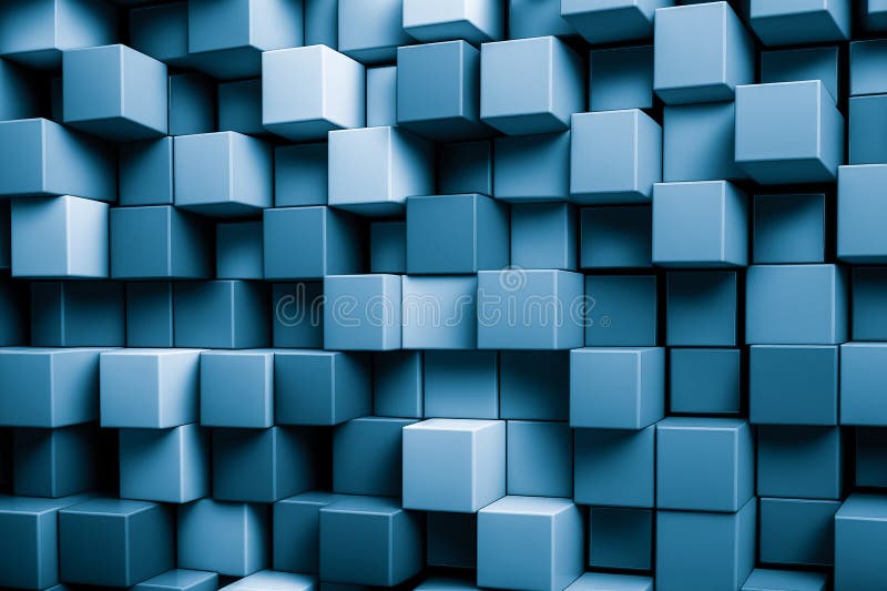 Abstract Background of Cube Blocks Wall Stacking Blue Design Stock ...