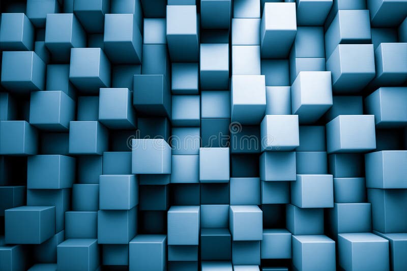 Abstract Background of Cube Blocks Wall Stacking Blue Design Stock ...