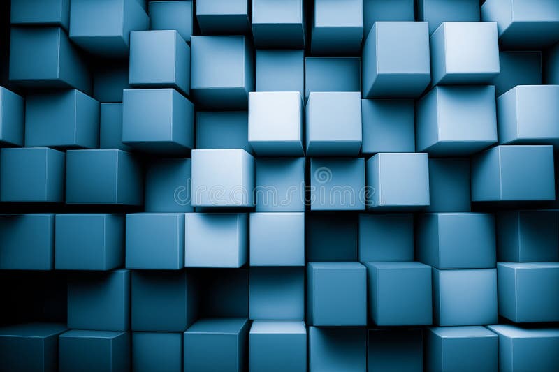 Abstract Background of Cube Blocks Wall Stacking Blue Design Stock ...