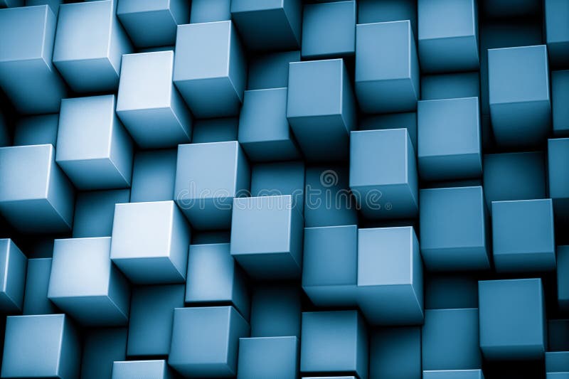 Abstract Background of Cube Blocks Wall Stacking Blue Design Stock ...
