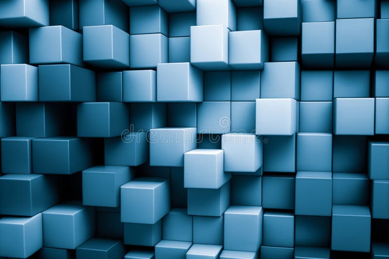 Abstract Background of Cube Blocks Wall Stacking Blue Design Stock ...