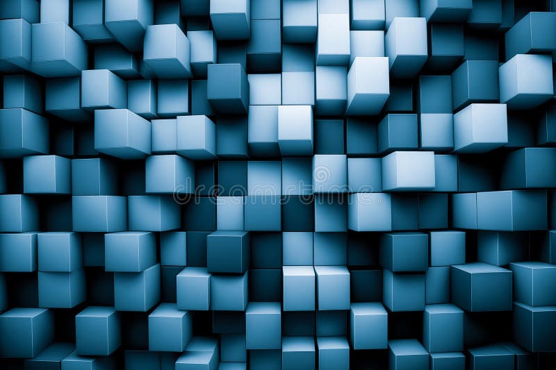 Abstract Background of Cube Blocks Wall Stacking Blue Design Stock ...