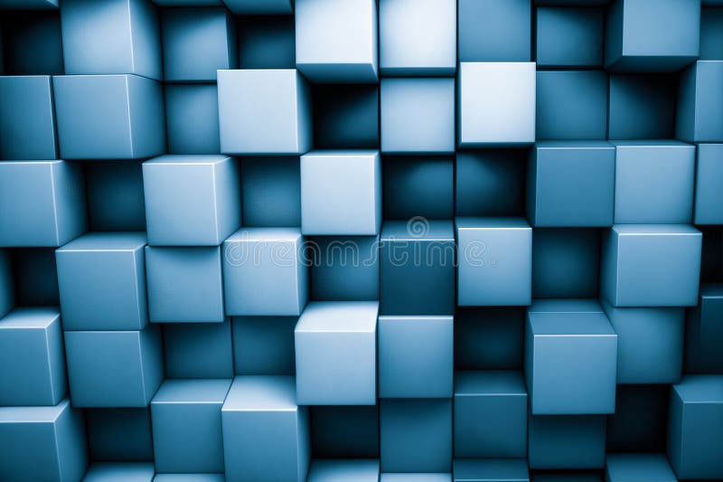Abstract Background of Cube Blocks Wall Stacking Blue Design Stock ...