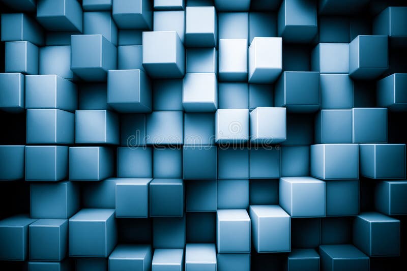 Abstract Background of Cube Blocks Wall Stacking Blue Design Stock ...
