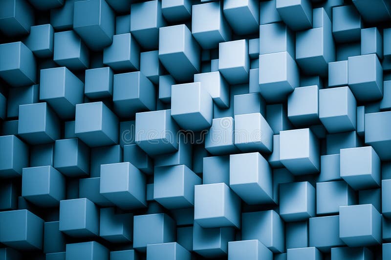 Abstract Background of Cube Blocks Wall Stacking Blue Design Stock ...