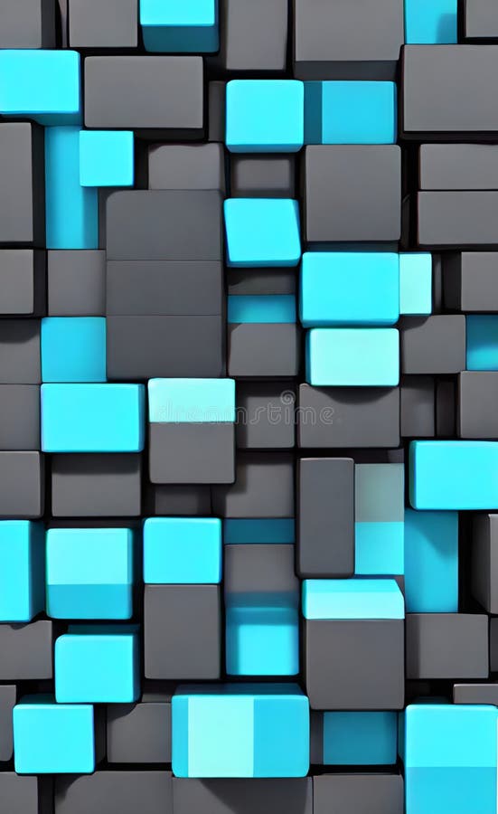 Abstract Background of Cube Blocks Wall Stacking Blue, Light Blue ...