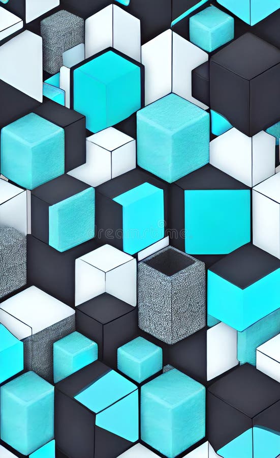 Abstract Background of Cube Blocks Wall Stacking Blue, Light Blue ...