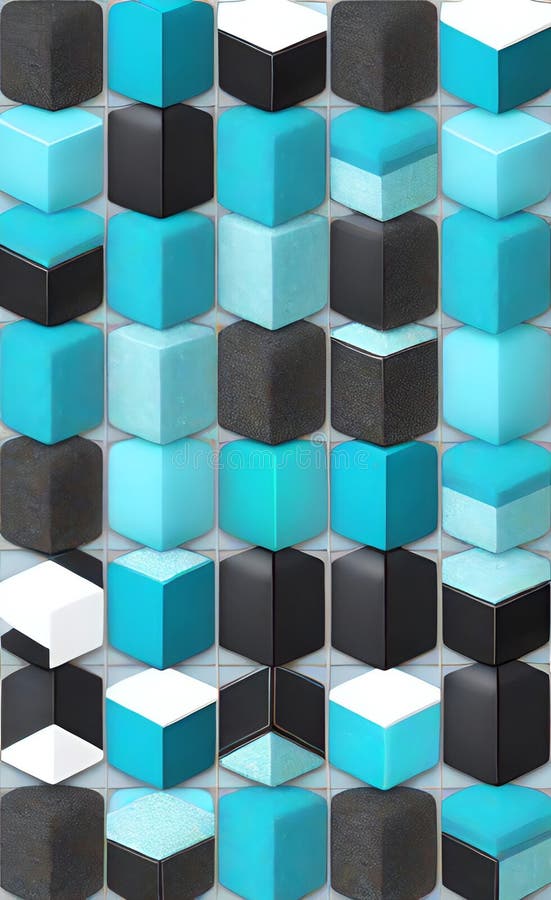 Abstract Background of Cube Blocks Wall Stacking Blue, Light Blue ...