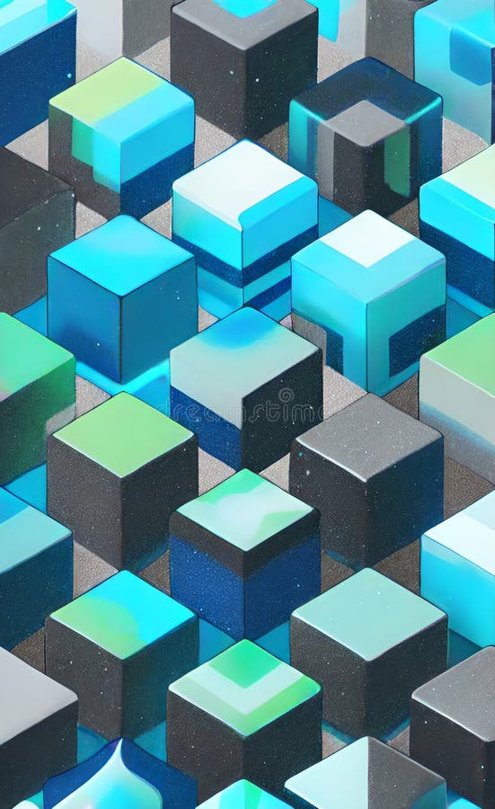 Abstract Background of Cube Blocks Wall Stacking Blue, Light Blue ...