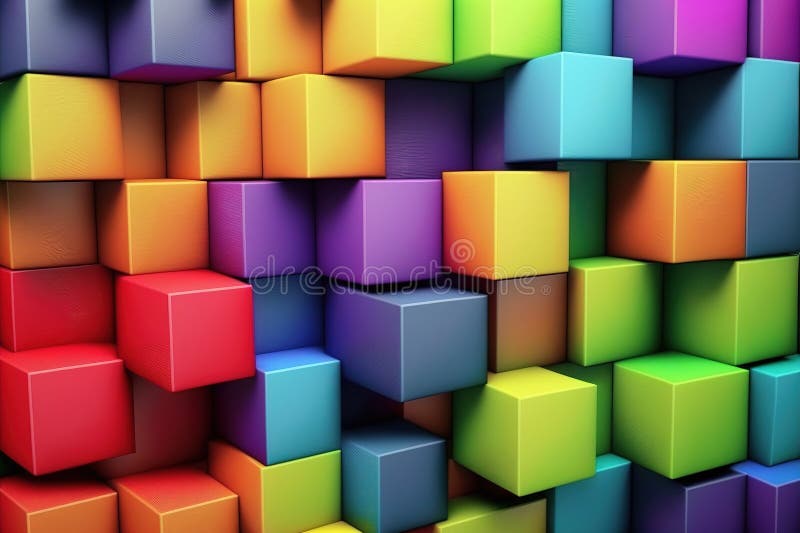 Abstract Background of Cube Blocks Wall Stacking Design Stock ...
