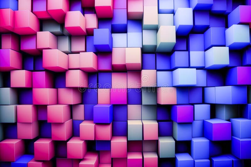 Abstract Background of Cube Blocks Wall Stacking Design Neon Pastel ...